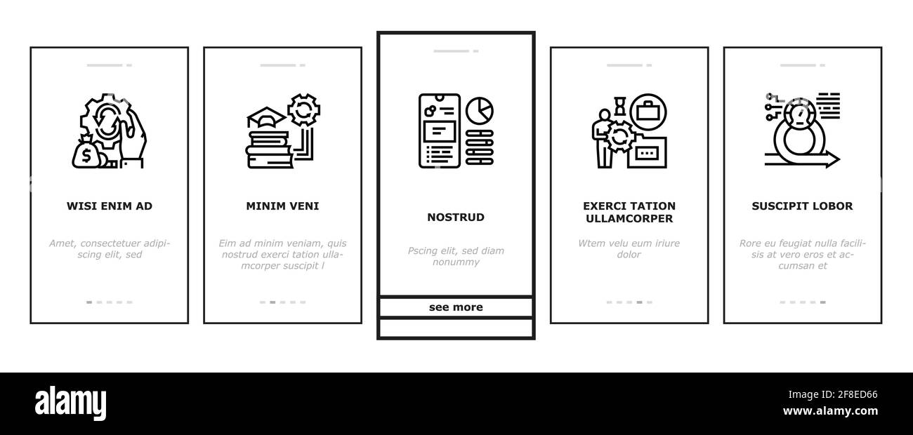 Optimize Operations Onboarding Icons Set Vector Stock Vector Image ...