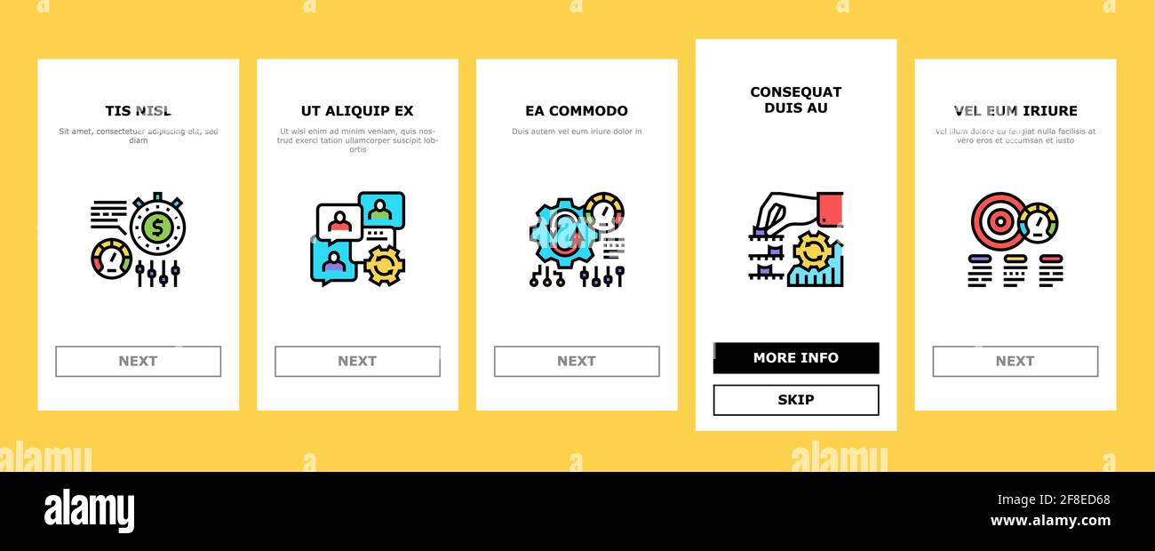 Optimize Operations Onboarding Icons Set Vector Stock Vector Image ...