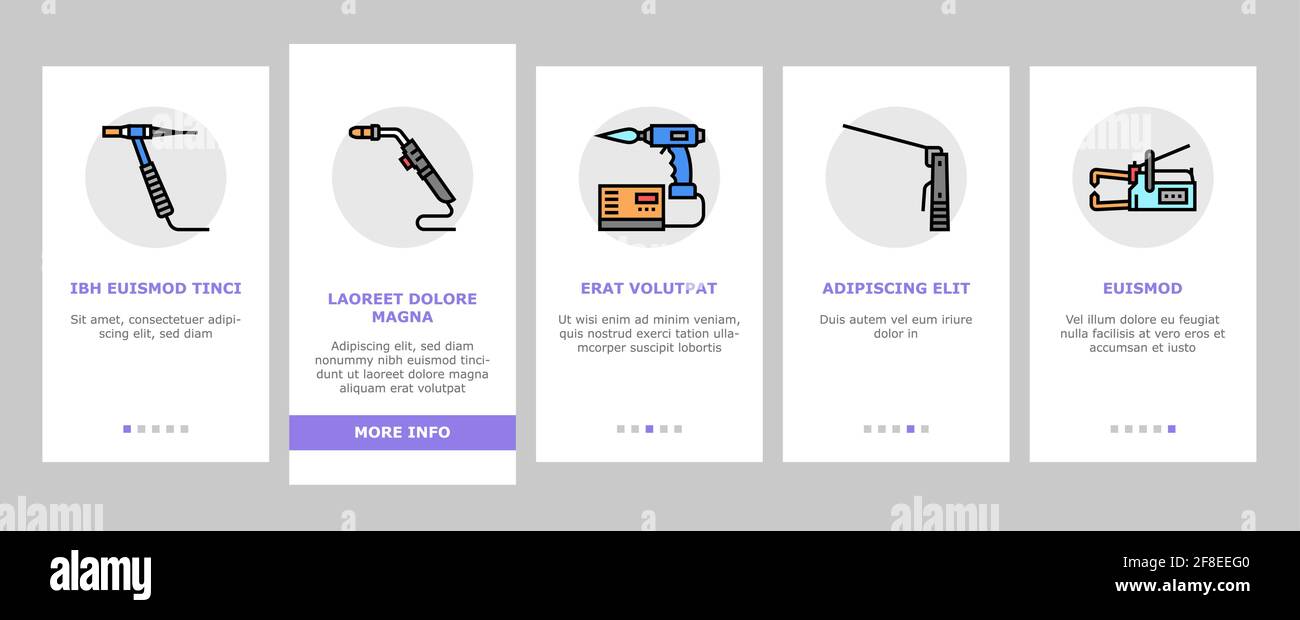 Welding Machine Tool Onboarding Icons Set Vector Stock Vector Image ...
