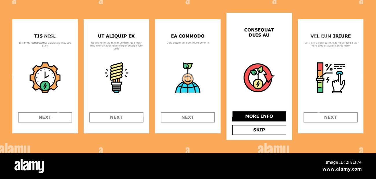 Energy Saving Tool Onboarding Icons Set Vector Stock Vector Image & Art ...