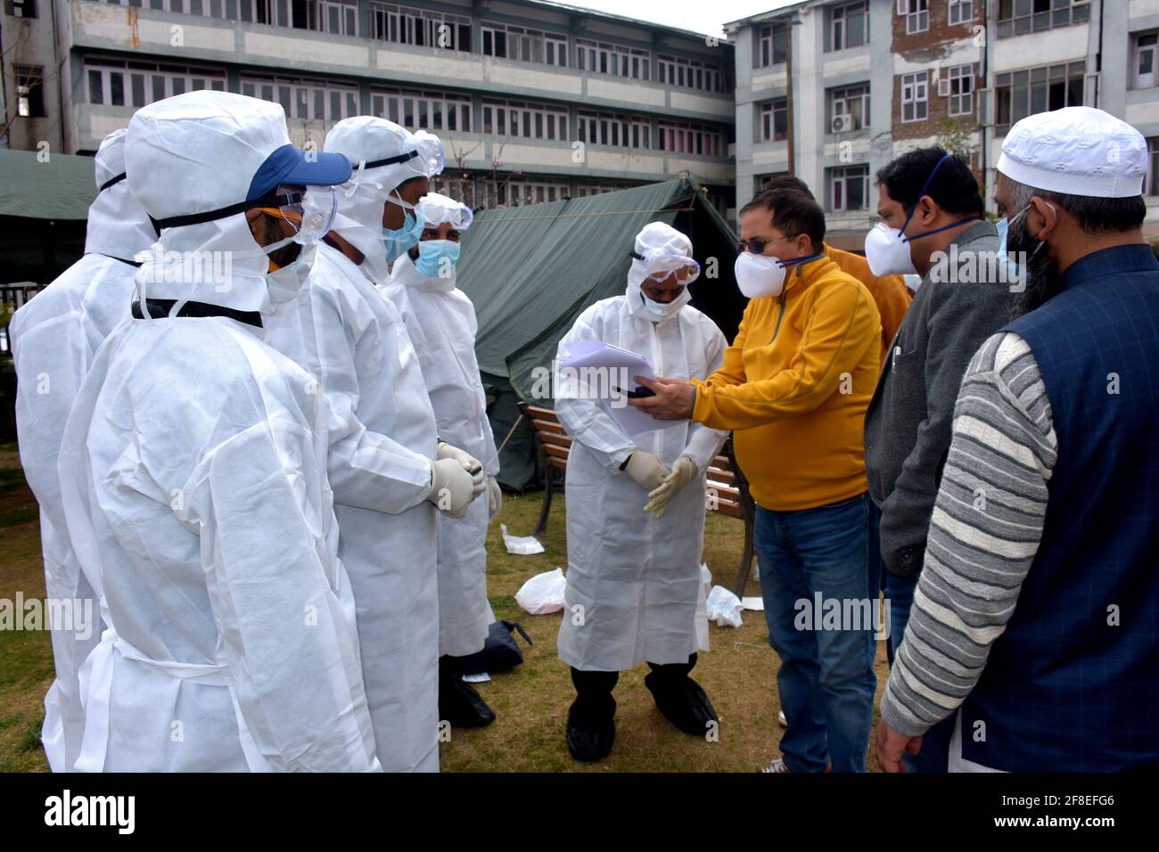 Srinagar, Jammu and kashmir India 07 August 2020. Kit wearing frontline ...
