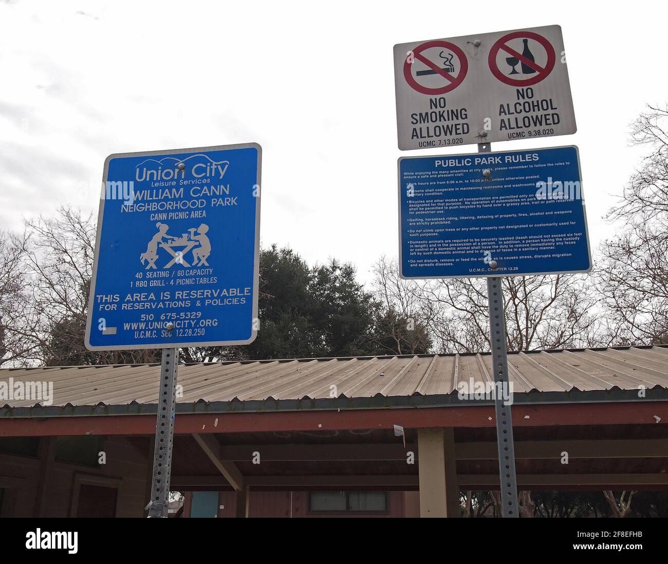 William Cann neighborhood park picnic Area rules sign in Union City ...