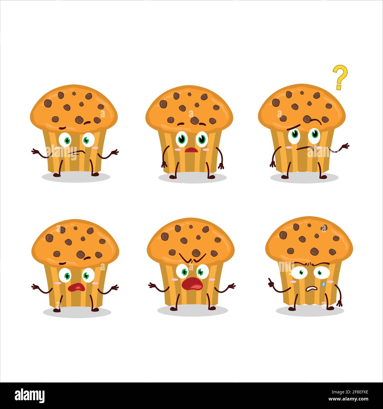 Cartoon character of choco chips muffin with what expression. Vector ...