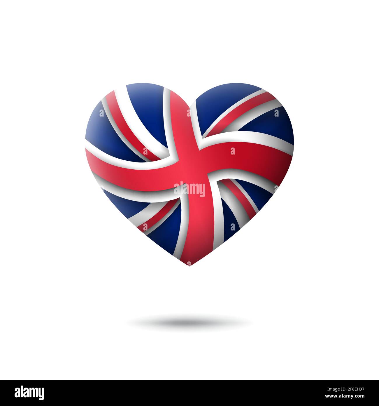 Great Britain flag icon in the shape of heart. Abstract flag of united ...