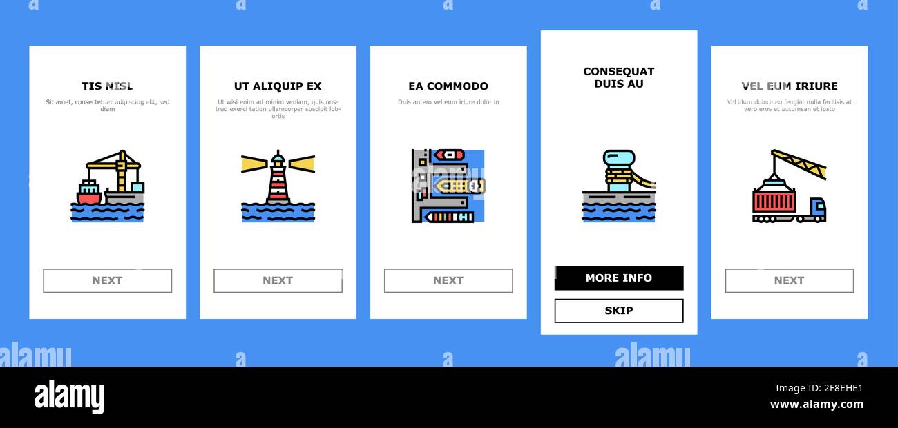 Container Port Tool Onboarding Icons Set Vector Stock Vector Image ...
