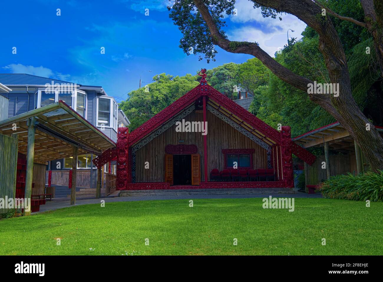 A wharenui (literally "big house") is a communal house of the Māori ...
