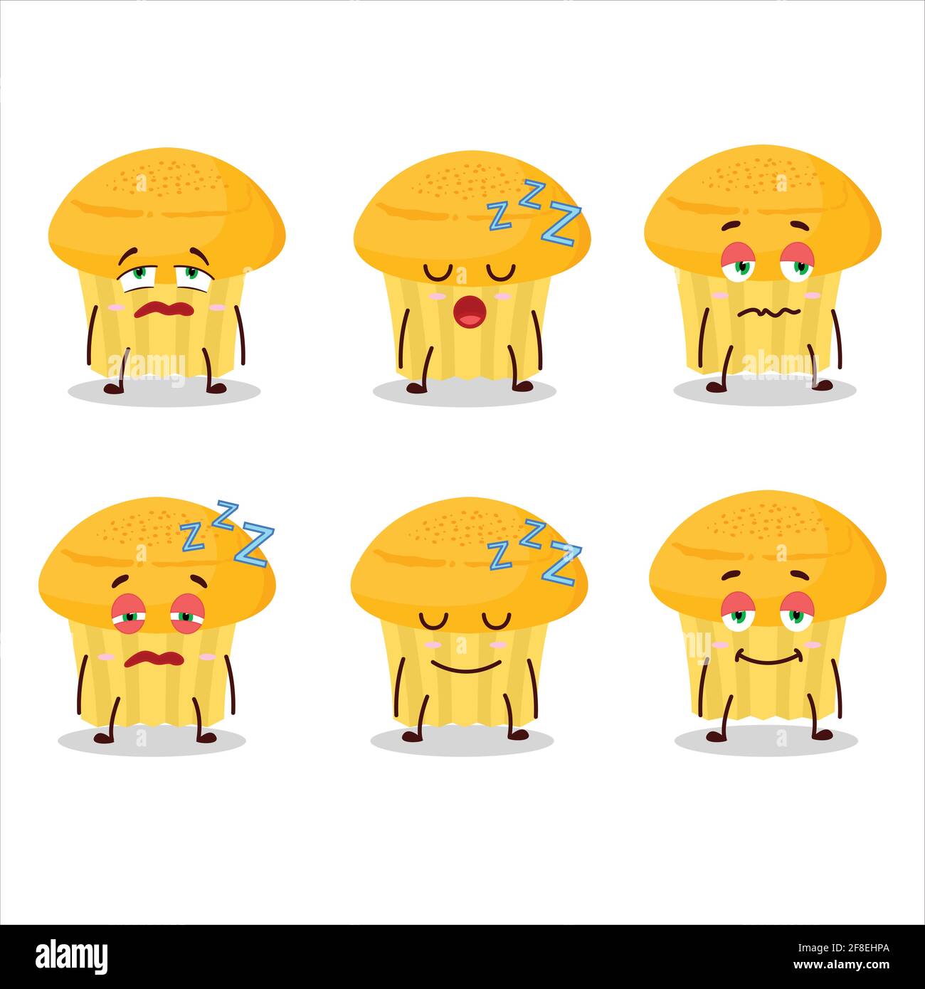 Cartoon character of cheese muffin with sleepy expression. Vector ...