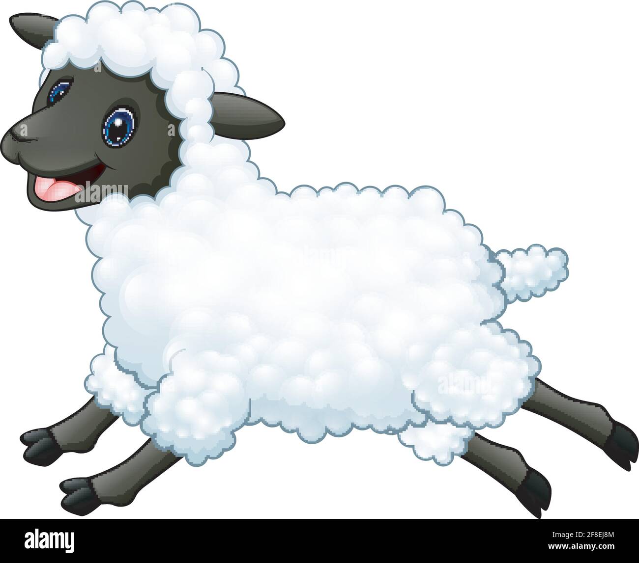 Vector illustration of Cartoon happy sheep jumping isolated on white ...