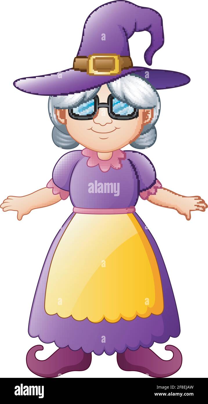 Old witch cartoon isolated on white background Stock Vector Image & Art ...