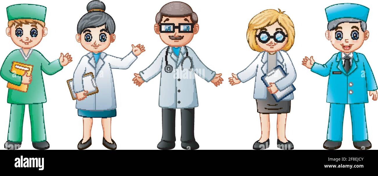 Vector illustration of Medical team isolated on white background ...