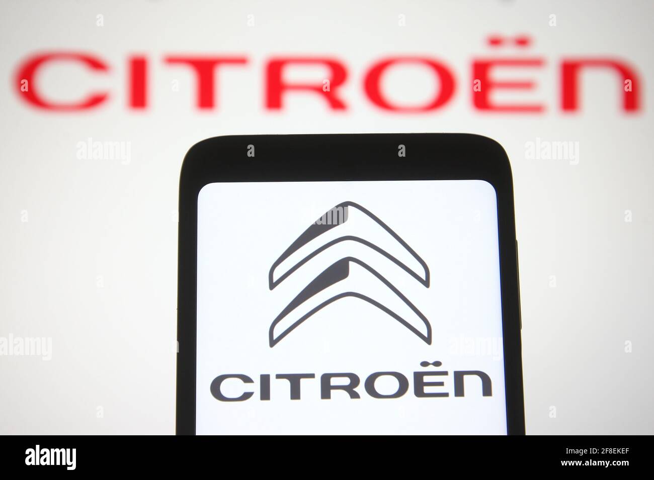 In this photo illustration the Citroen logo of a French automobile ...