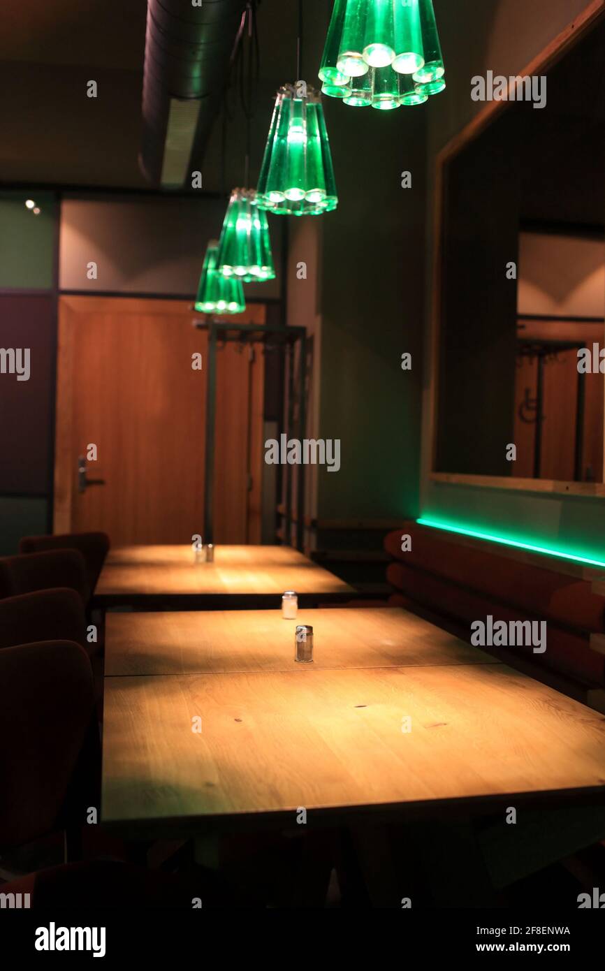 Interior of the empty pub at night Stock Photo - Alamy
