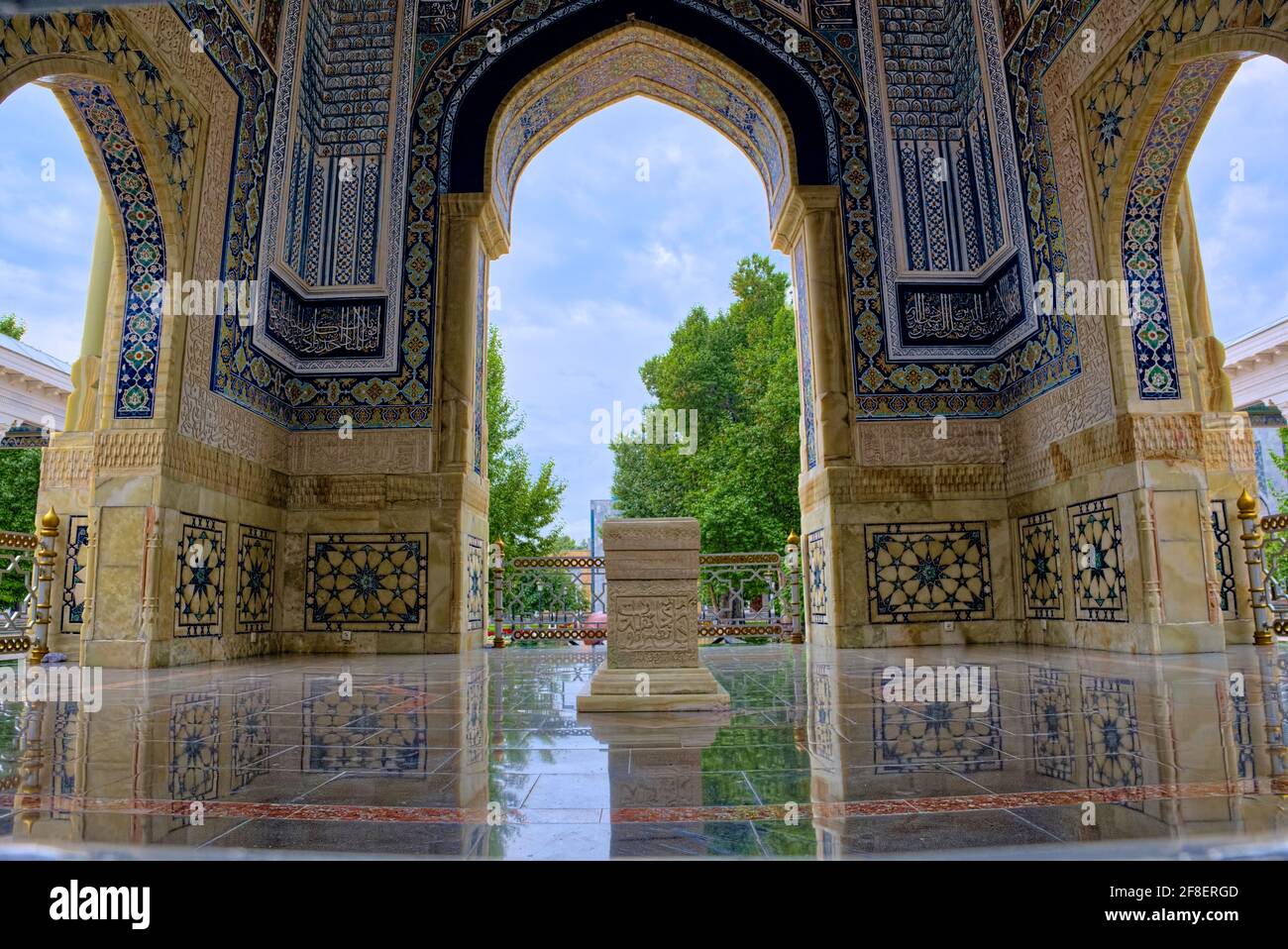The interior of the mausoleum is decorated with marble and granite that ...