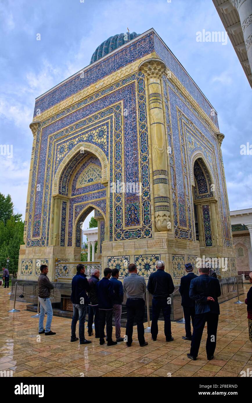 The interior of the mausoleum is decorated with marble and granite that ...