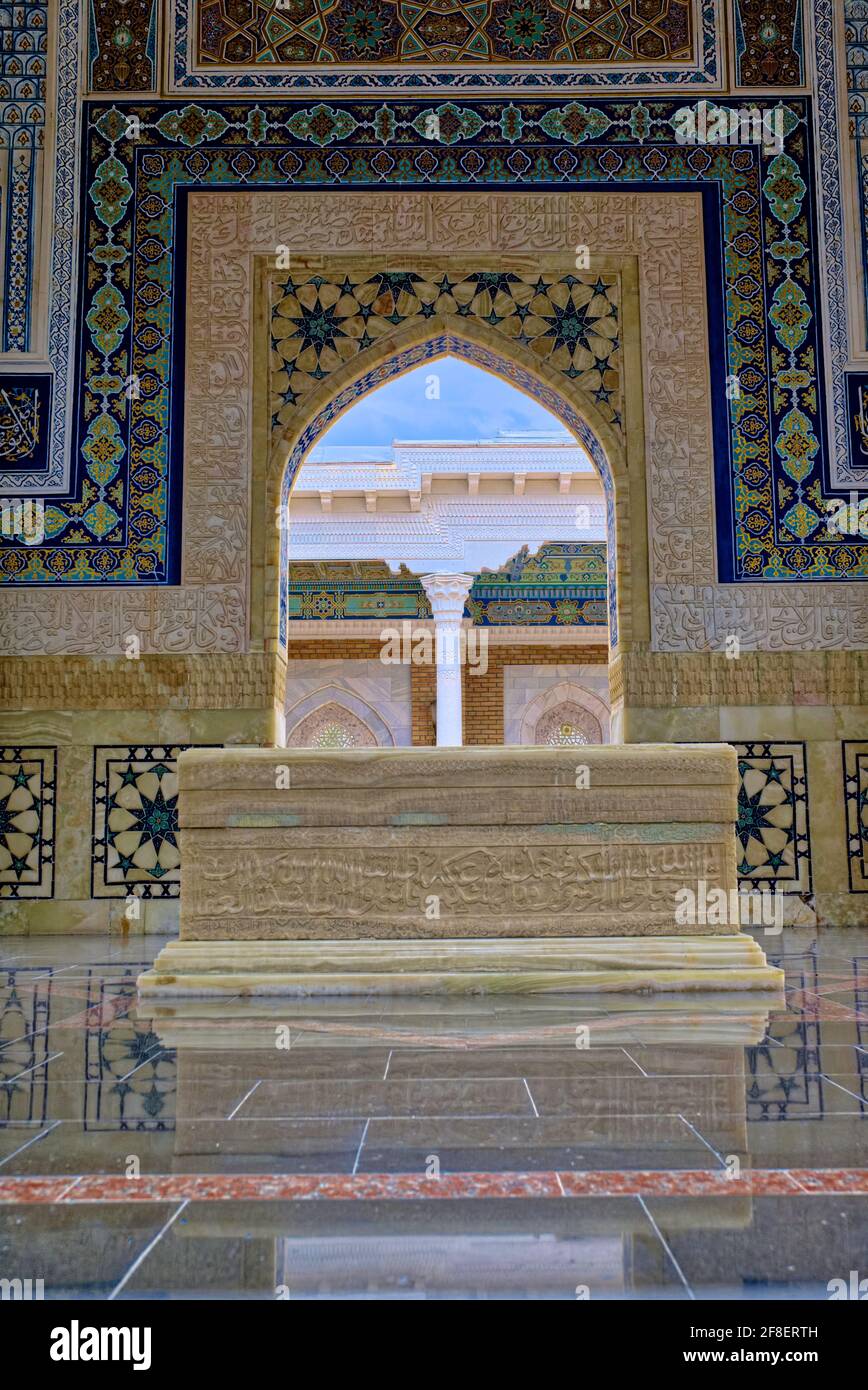 The interior of the mausoleum is decorated with marble and granite that ...