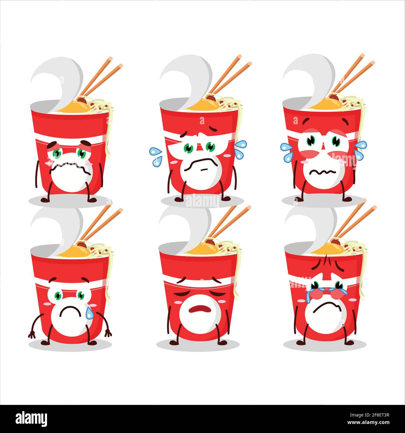 Cup noodles cartoon character with sad expression. Vector illustration ...