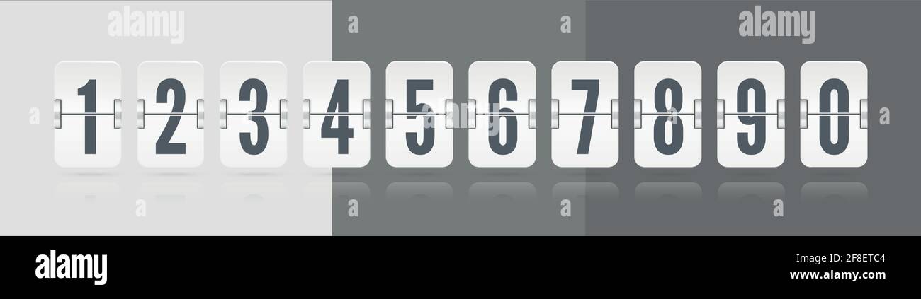 White Vector Numeric Template For Your Design Set Of Flip Floating