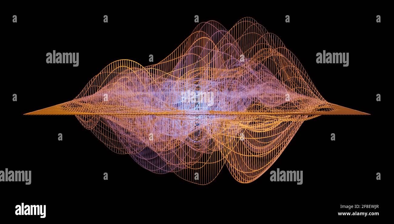 Sound Waves Or Audio Waves Visualization As Grid Or Wireframe Mesh Structure Abstract