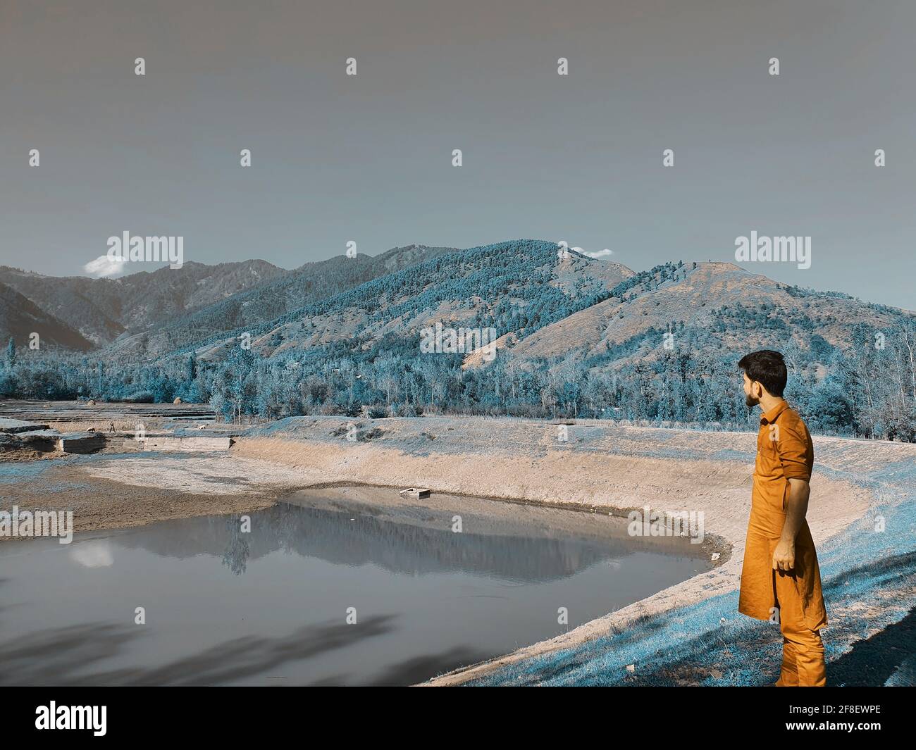 Man on water river looks beautiful Stock Photo - Alamy