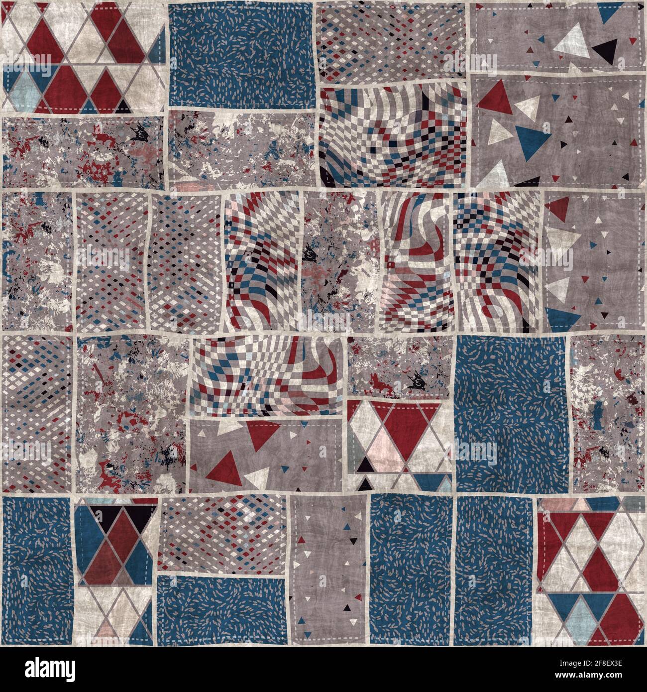 Seamless patchwork collage mix quilt pattern print Stock Photo - Alamy