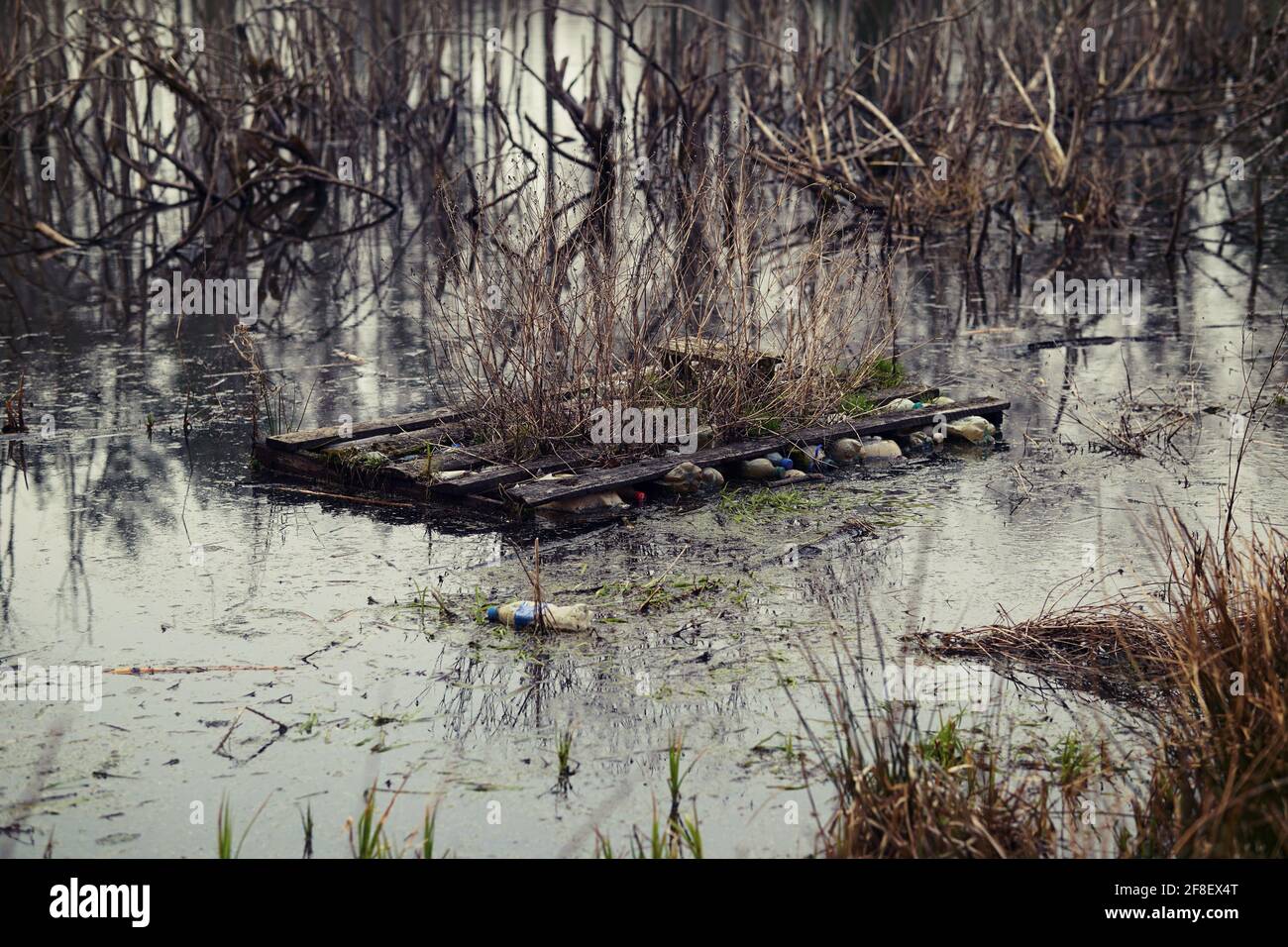 Garbage One The Lake - Raft Stock Photo - Alamy