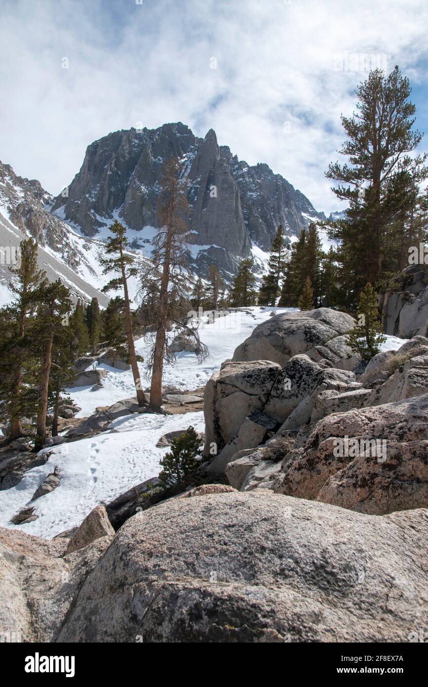 Temple Crag overlooks First Lake, the first in a string of lakes in ...