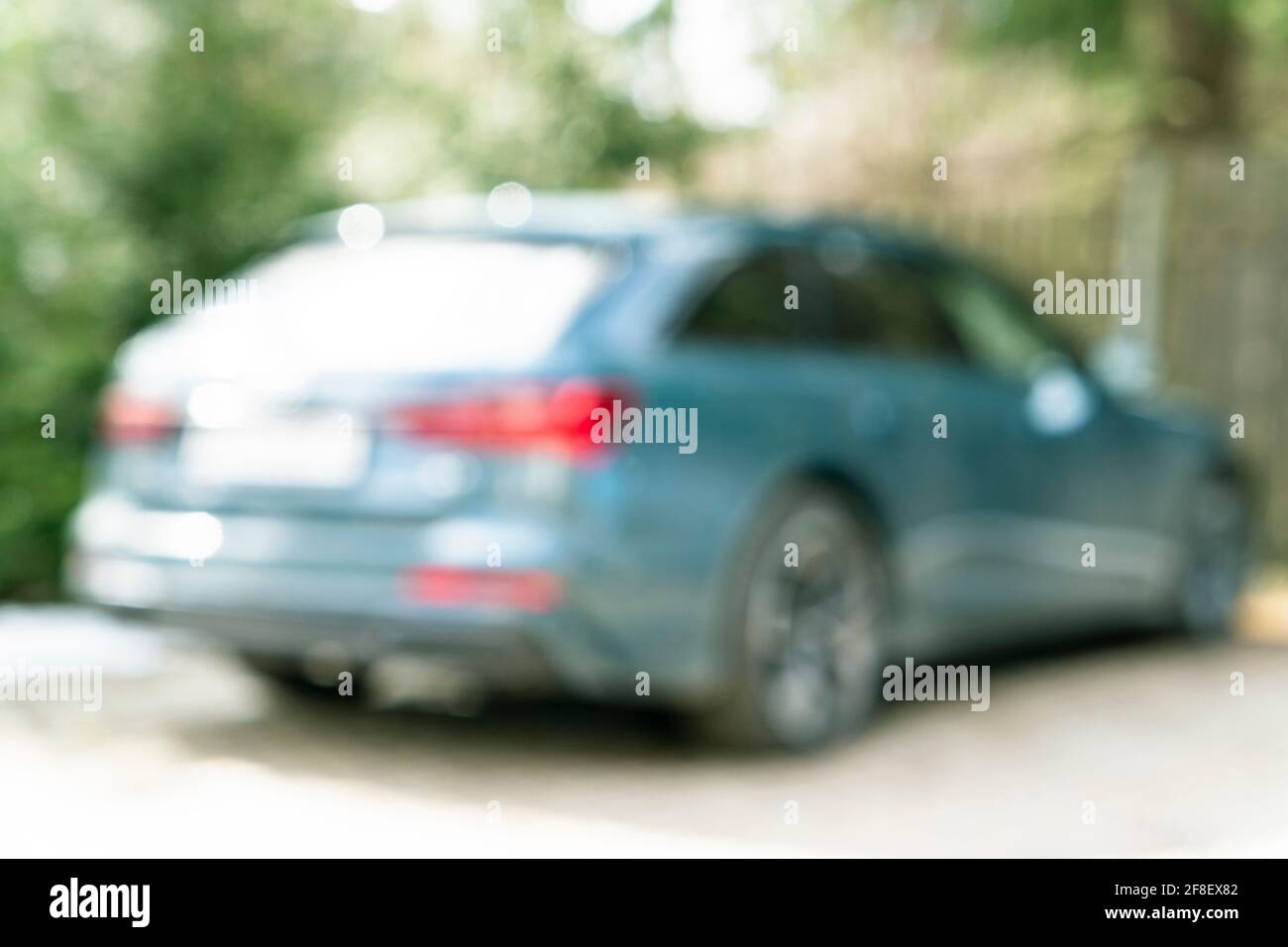Blurred car with bokeh lights background. Abstract blur outdoor car for ...