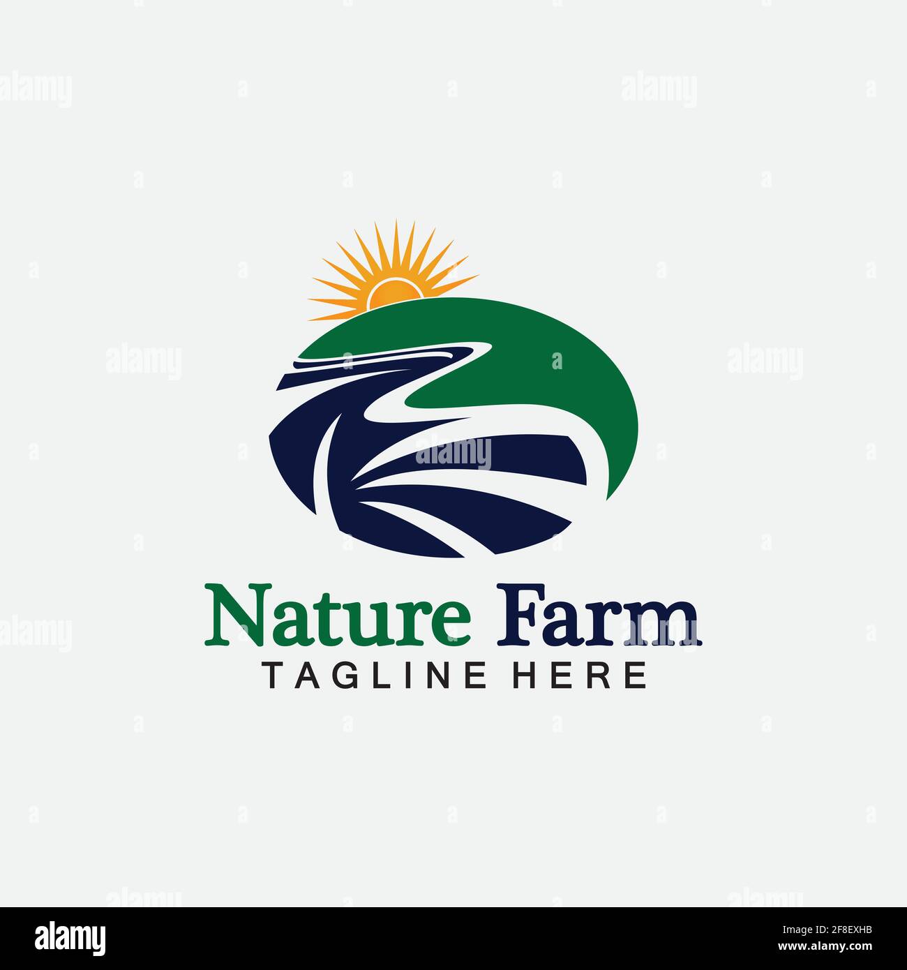 Nature Farm and farming vector logo illustration design. sun farm ...