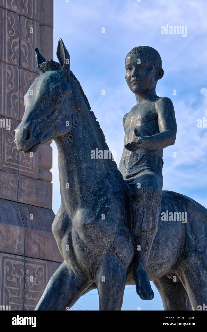 Statues of a Kazakh family In Independence Square in Almaty Taken ...