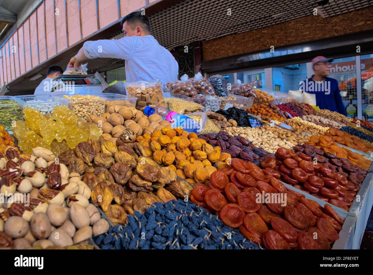 One seller of Green Market, Almaty Taken @Almaty, Kazakhtan Stock Photo ...