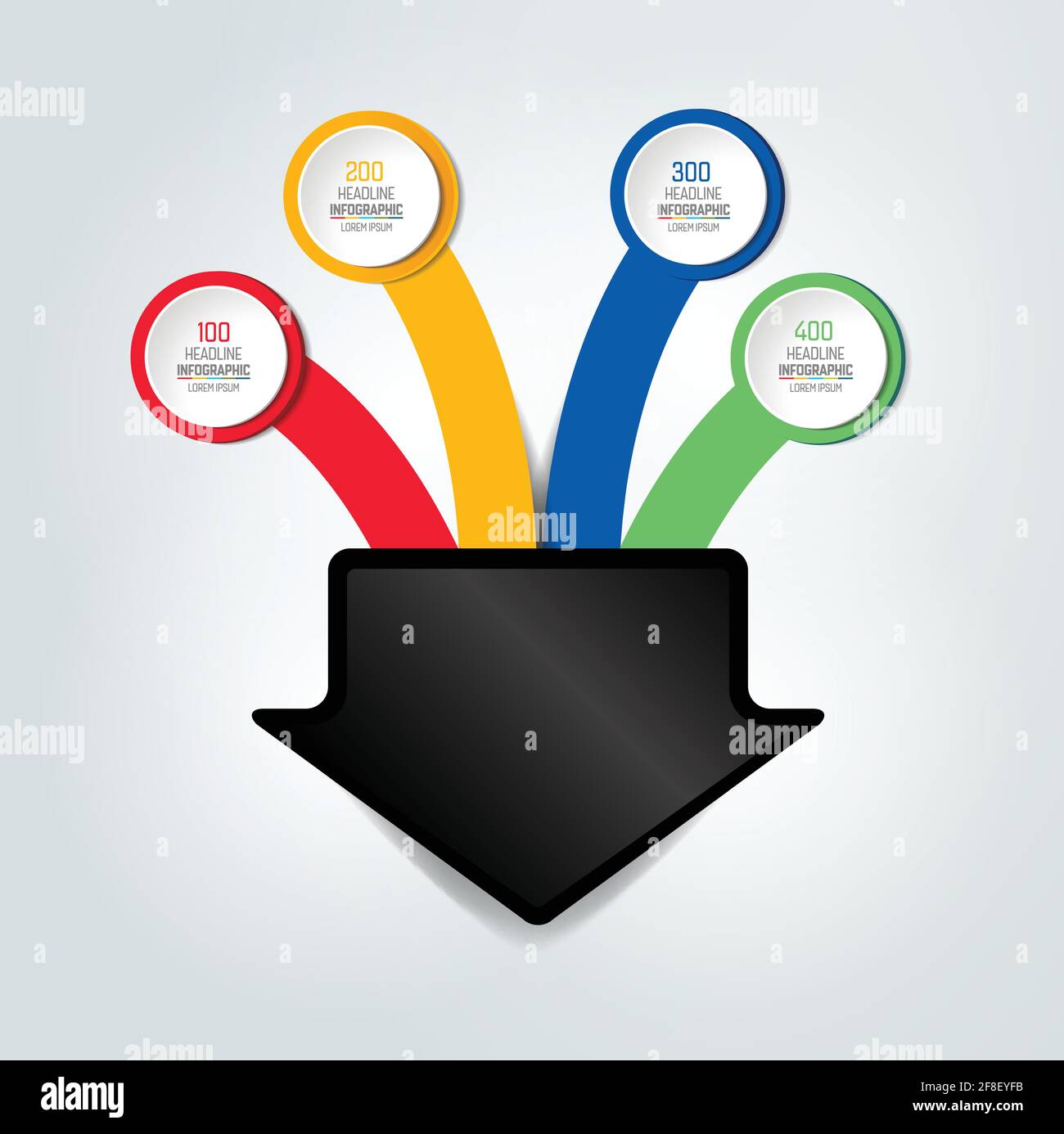 4 arrows merging into one point. Infographics chart, scheme Stock ...