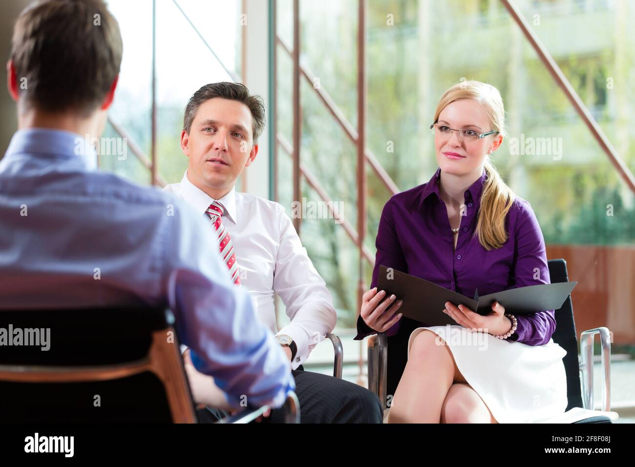 Man having an interview with manager and partner employment job ...