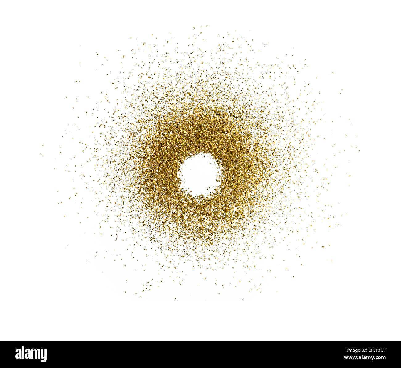 Golden splash or glittering spangles round frame with empty center ...