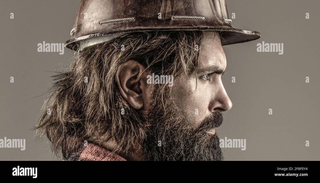 Man builders, industry. Builder in hard hat, foreman or repairman in ...