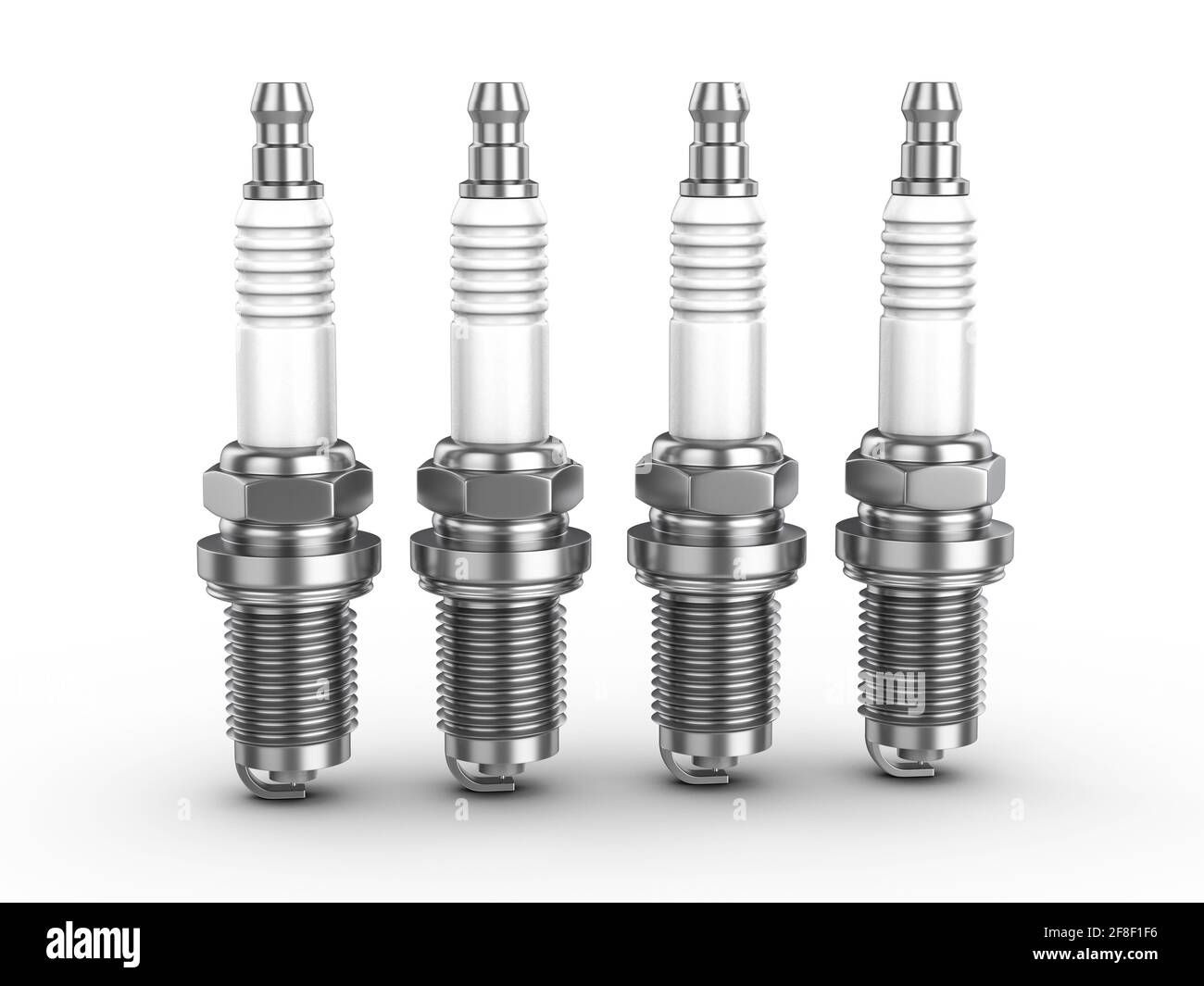 Spark plugs on a white background. 3d illustration Stock Photo - Alamy