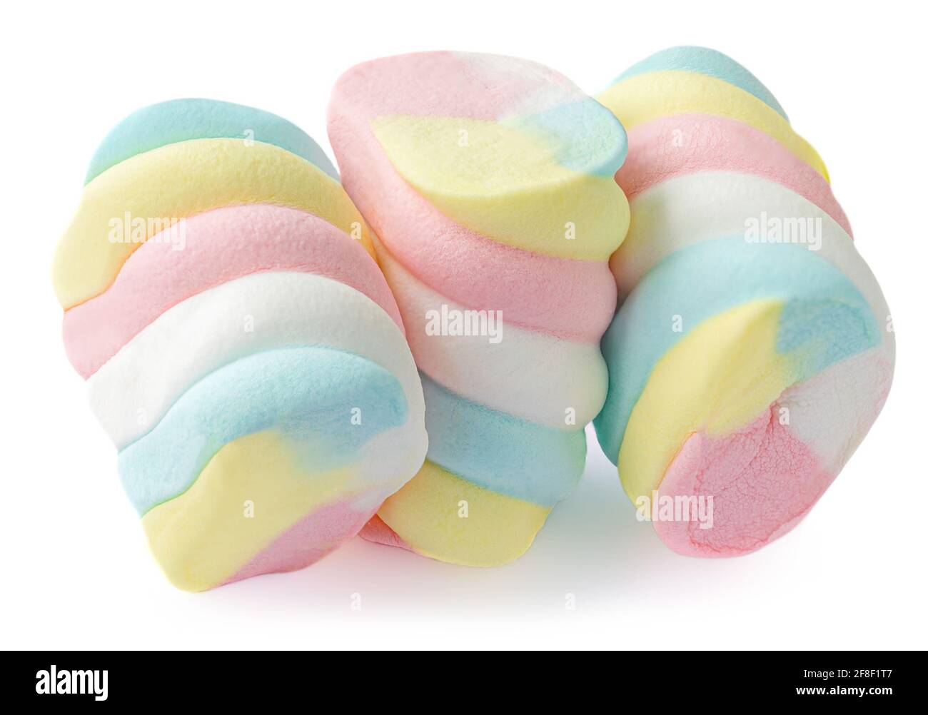 Fluffy Colorful marshmallows candy isolated on white background. Huge ...