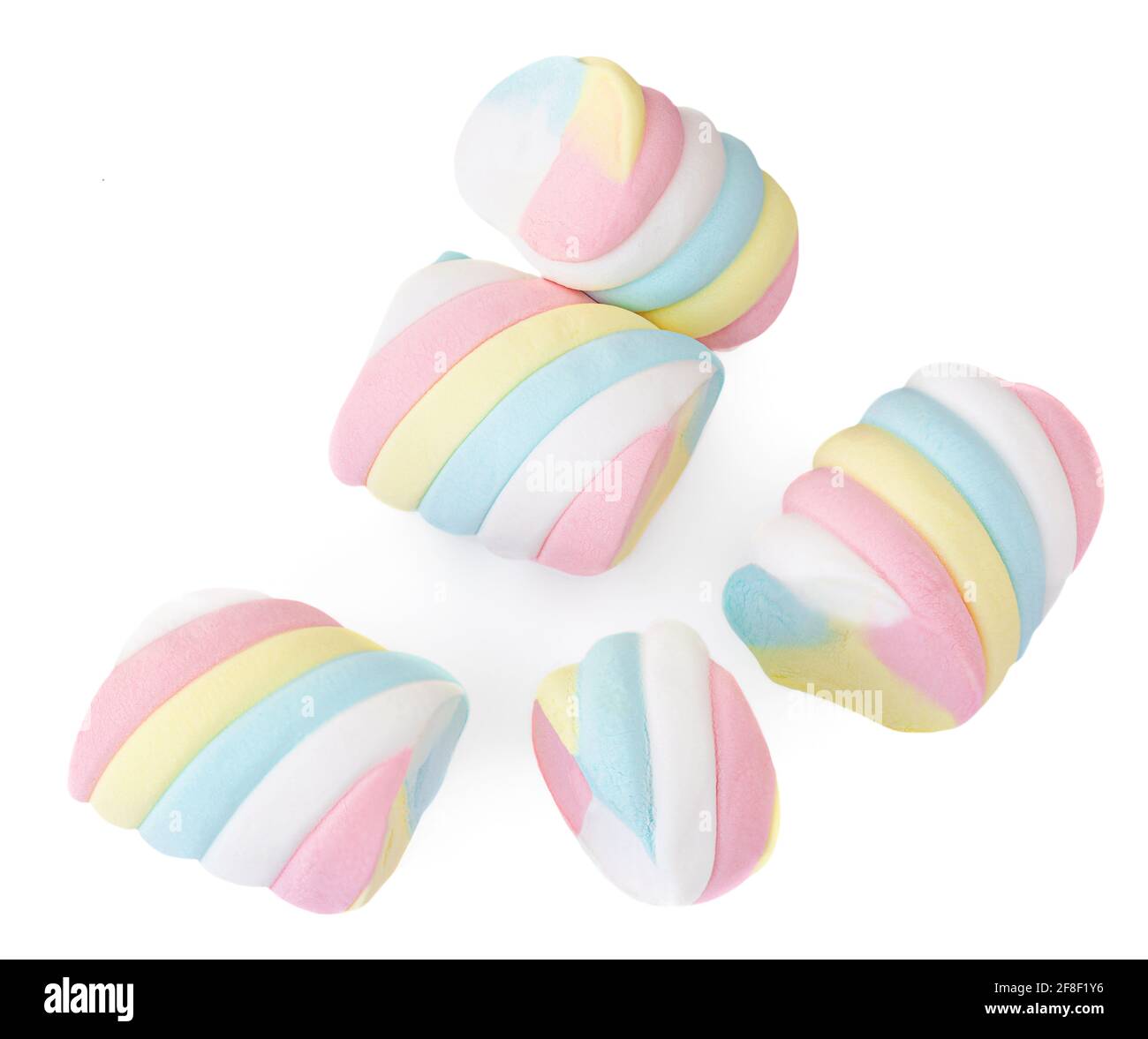 Fluffy Colorful marshmallows candy isolated on white background. Huge ...