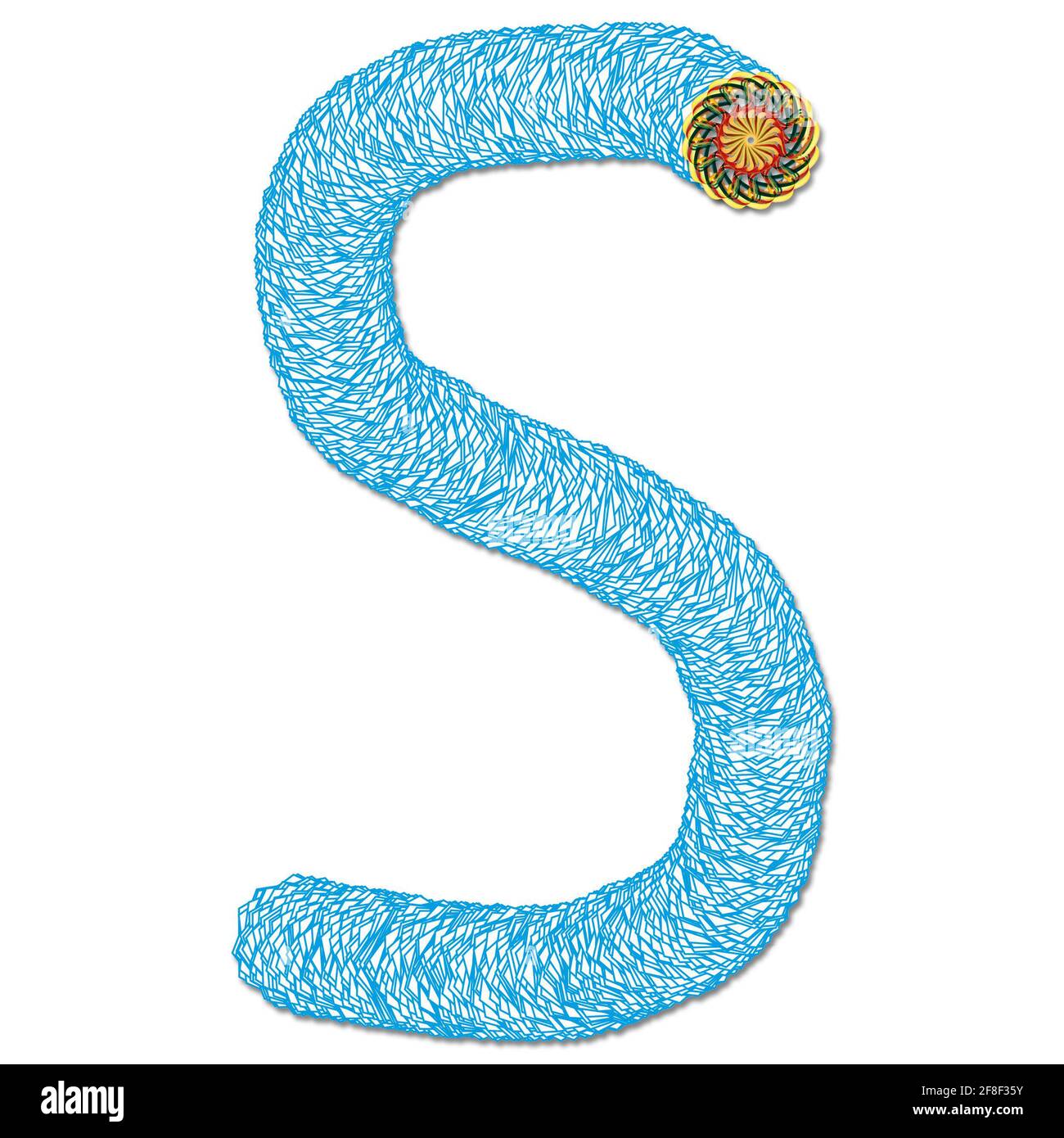3D render of funny tube alphabet letter with colorful fractal ...