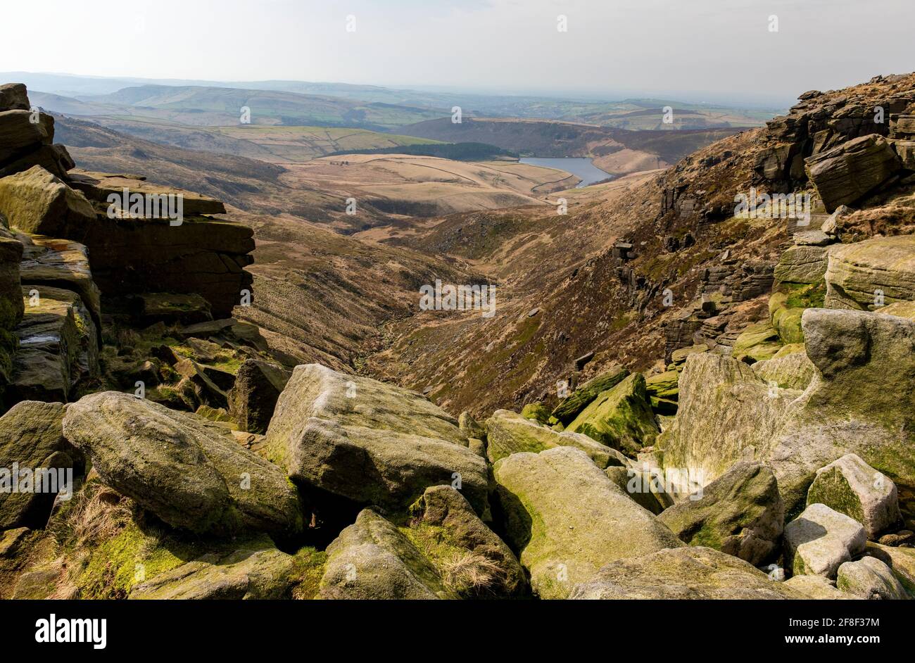 A view from Kinder Downfall, Kinder Scout, Peak District National Park ...