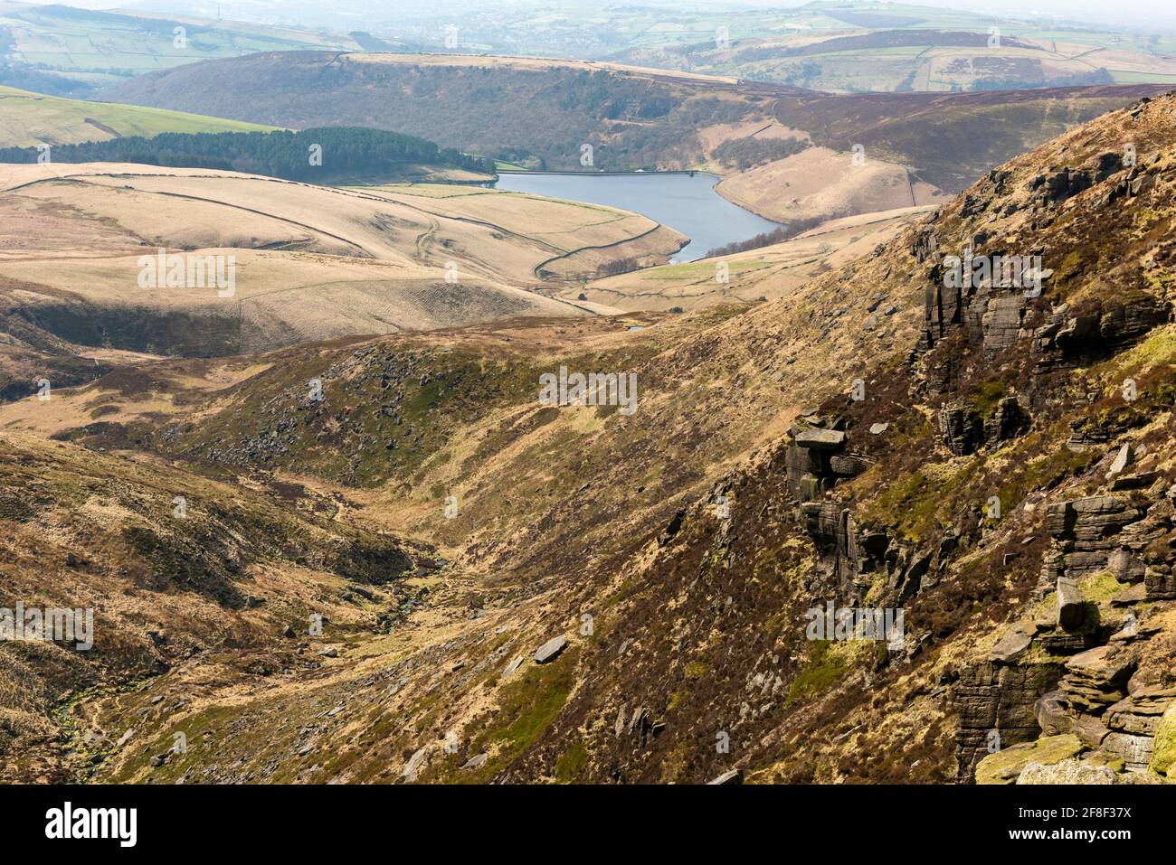 A view from Kinder Downfall, Kinder Scout, Peak District National Park ...