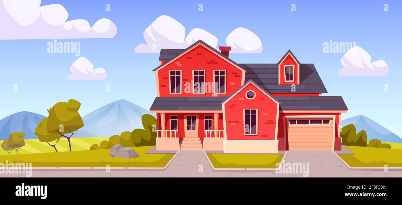 Suburban house, residential cottage, real estate countryside building ...