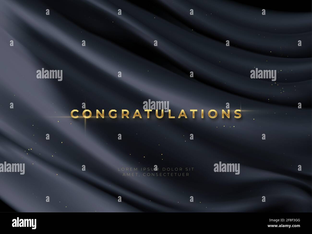 Congratulations golden award on black silk background. Graduate award ...