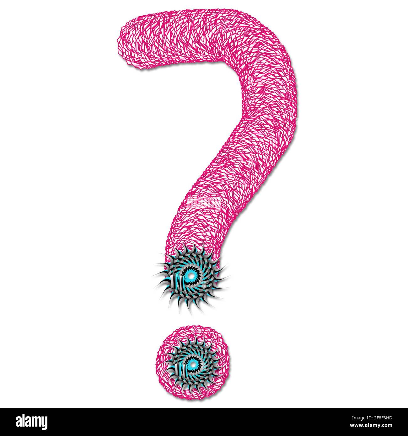 3D render of funny tube sign, symbol with colorful fractal kaleidoskope ...