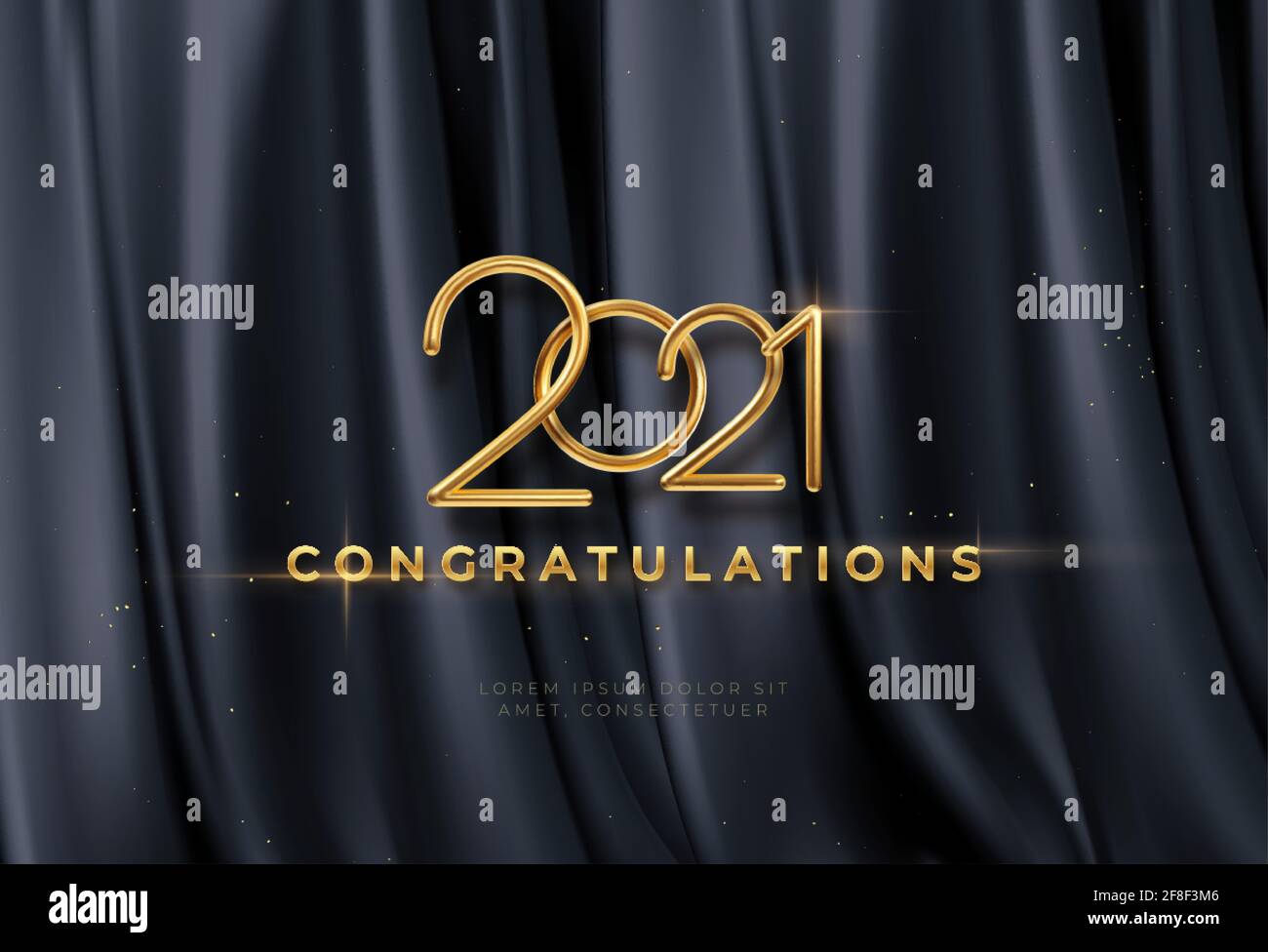 Congratulations golden award on black silk background. Graduate award ...