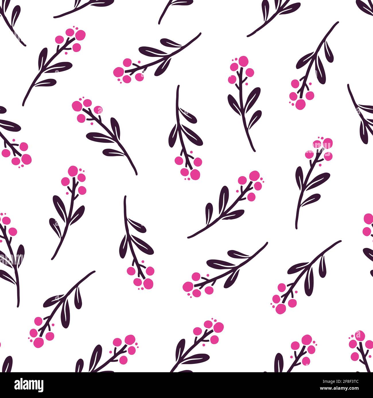 Hand drawn seamless pattern of simple floral elements. Doodle sketch ...