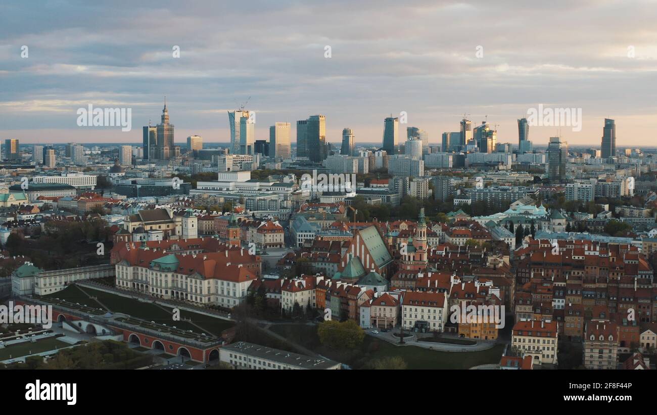 Establishing aerial panoramic view warsaw hi-res stock photography and ...