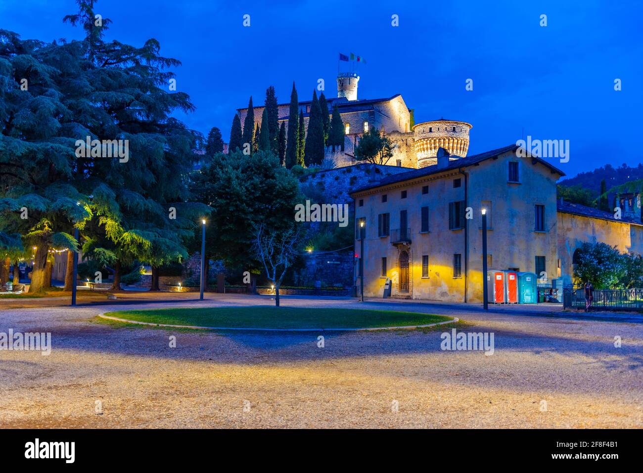 Sunset view of the Brescia castle in Italy Stock Photo - Alamy