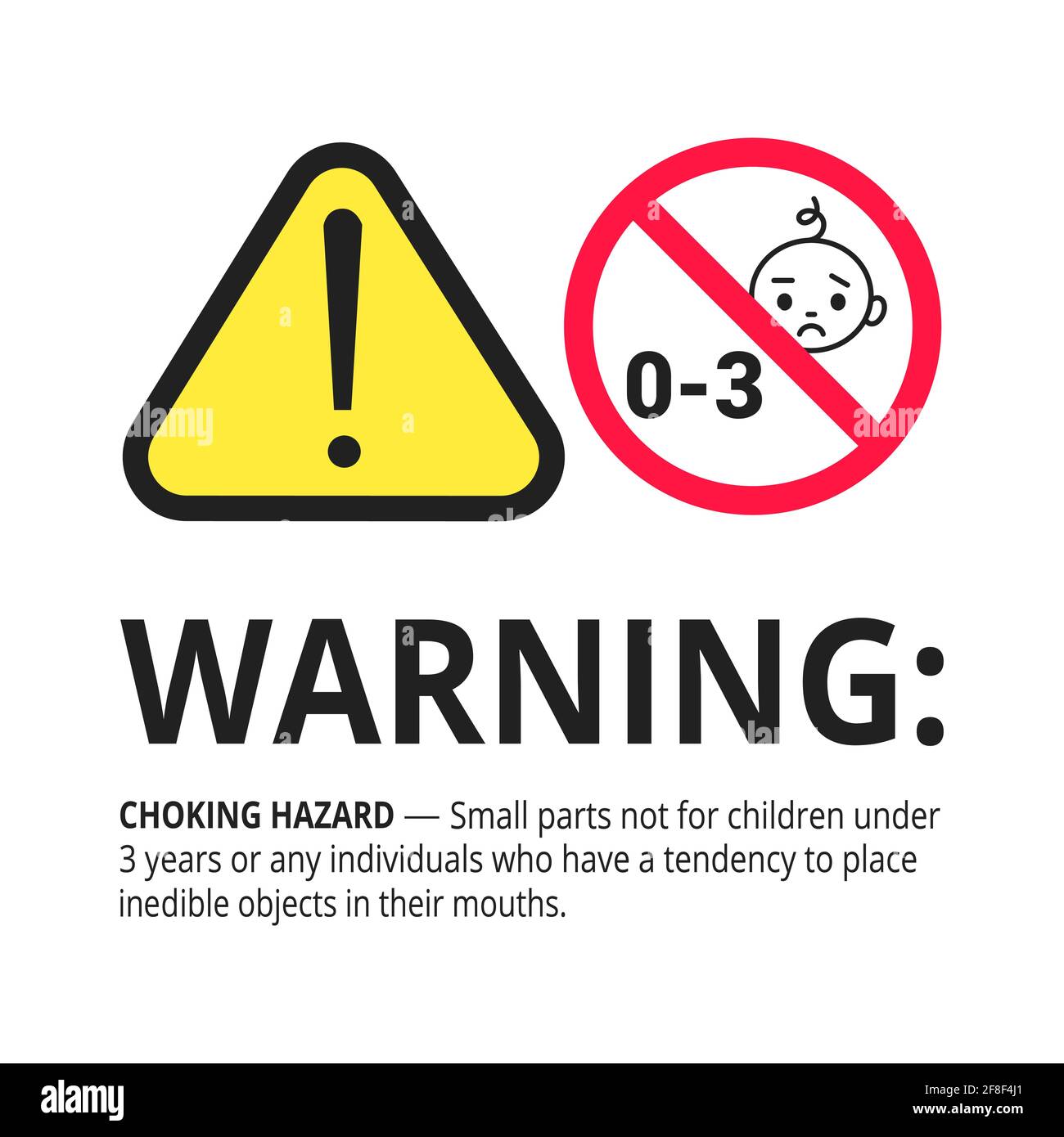 Choking warning hazard forbidden sign sticker not suitable for children ...