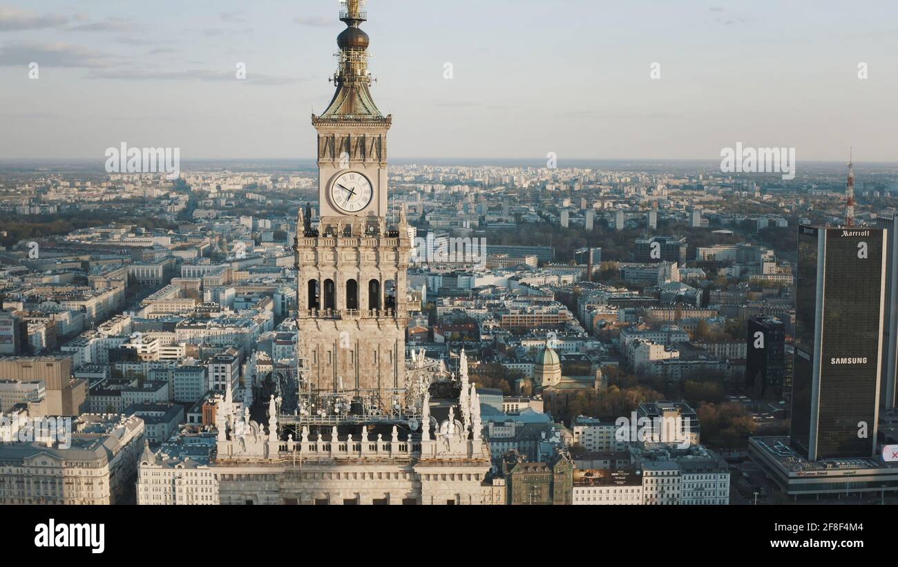 Aerial view revealing warsaw skyline hi-res stock photography and ...