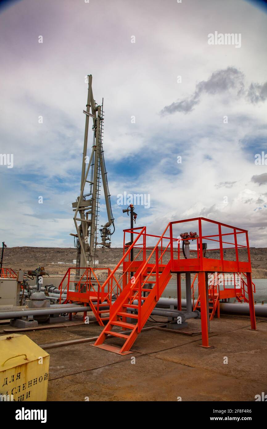 Mangystau, Kazakhstan: Bautino bay. Oil loading terminal on Caspian sea ...